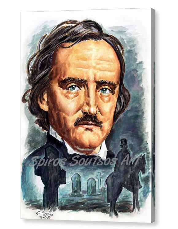 Edgar Allan Poe painting portrait | Canvas print, wall poster art
